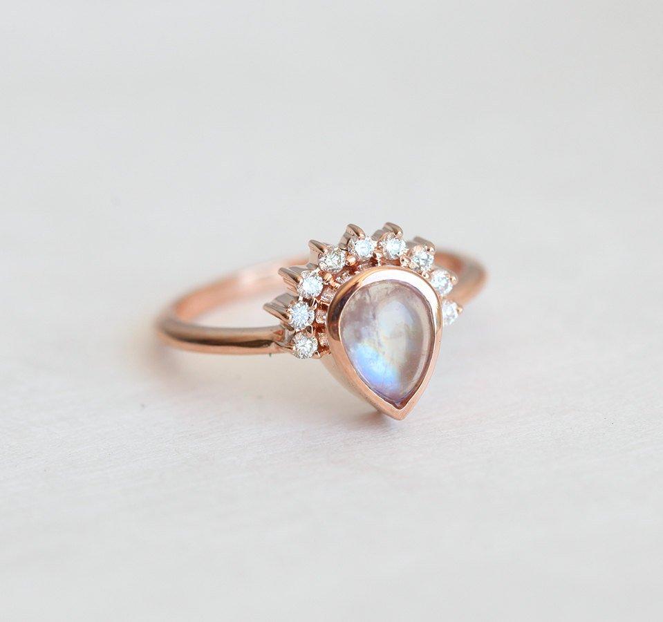 Ulysses Pear Moonstone Diamond Ring – ILOLA™