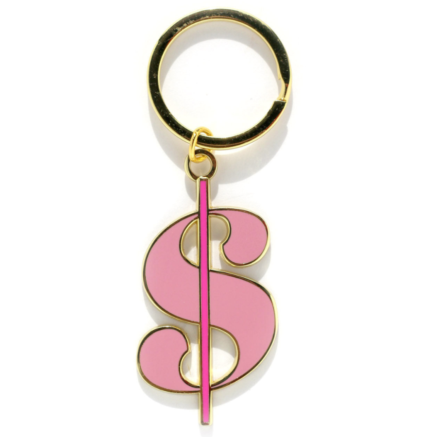 Pink Money Sign - Dollar Bill Sign, Cute Gold Enamel Keychain and Bag ...