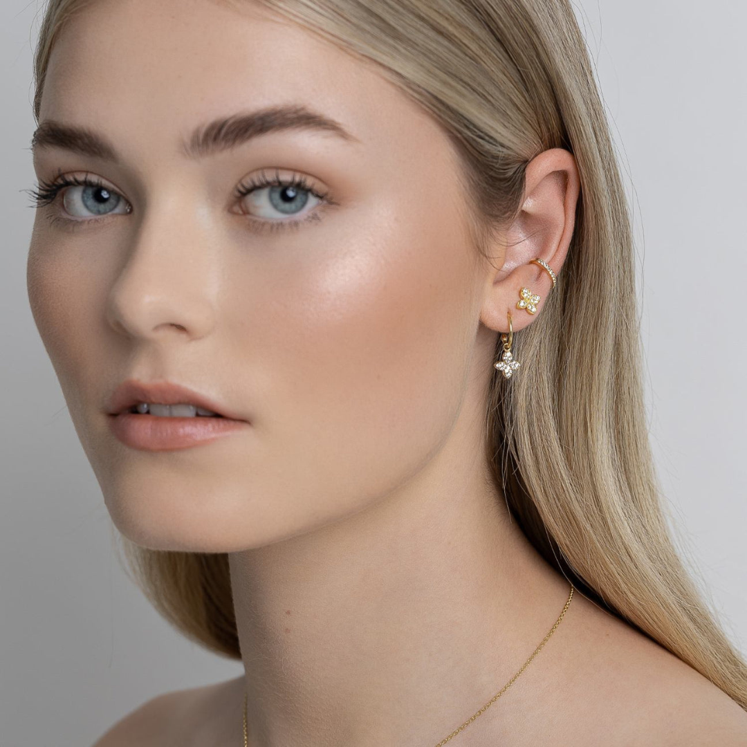 Flora / Hoop Earrings / Clear + Gold - ILOLA™